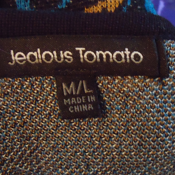 Jealous Tomato | Sweaters | New Black Blue Open Chain Print Jacket Ml ...